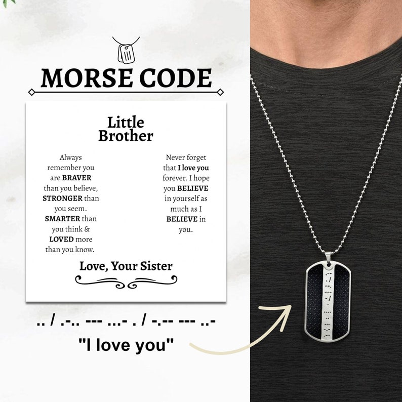 Personalized Little Brother Dog Tag Necklace From Sister - Etsy