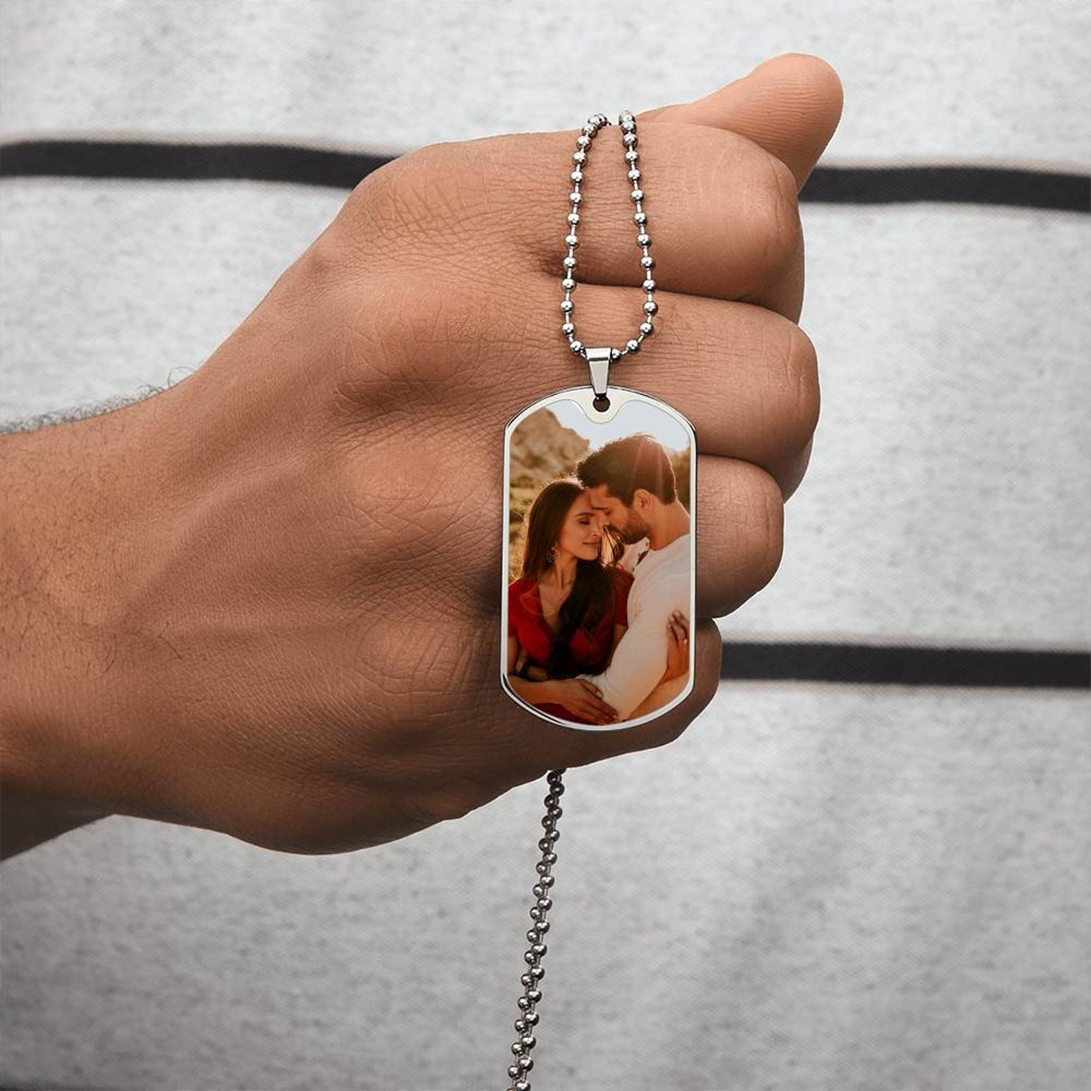 Photo Dog Tag Necklace, Customized Dog Tag Necklace With Picture, Mens ...