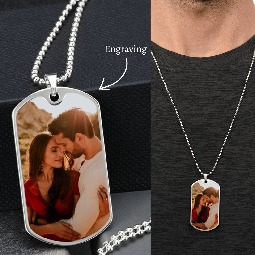 Photo Dog Tag Necklace, Customized Dog Tag Necklace With Picture, Mens ...