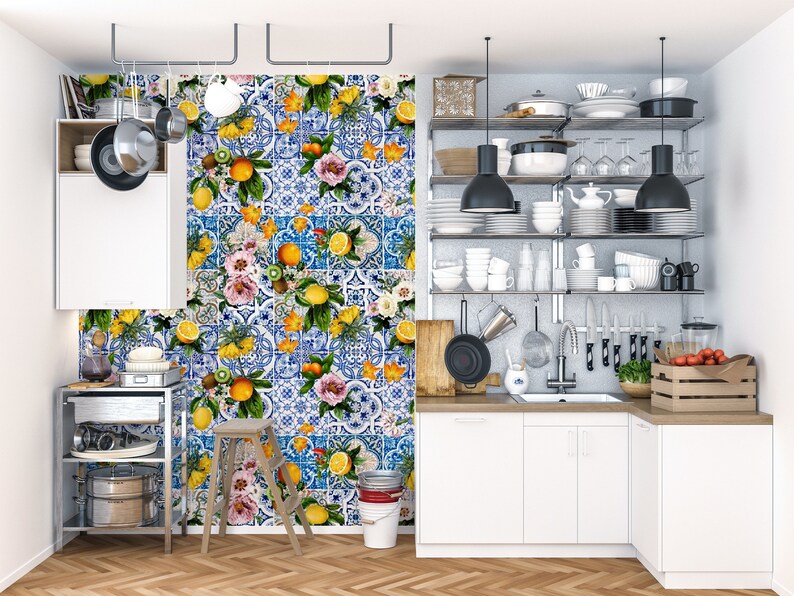 Italian Tile Wallpaper Peel and Stick Fabric Wallpaper - Etsy