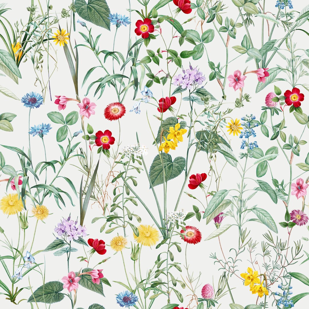 Garden Wallpaper, Colorful Spring Garden Flowers, a Farmhouse-cottage ...