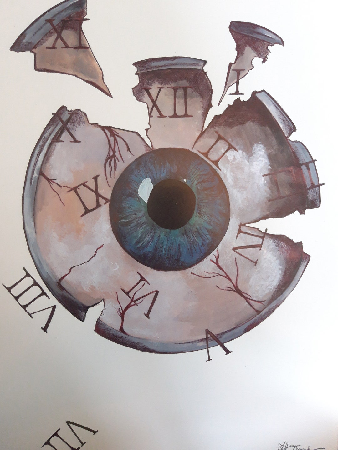 Surrealist Watercolour Eye Surrealist Clock A3 Art Print - Etsy