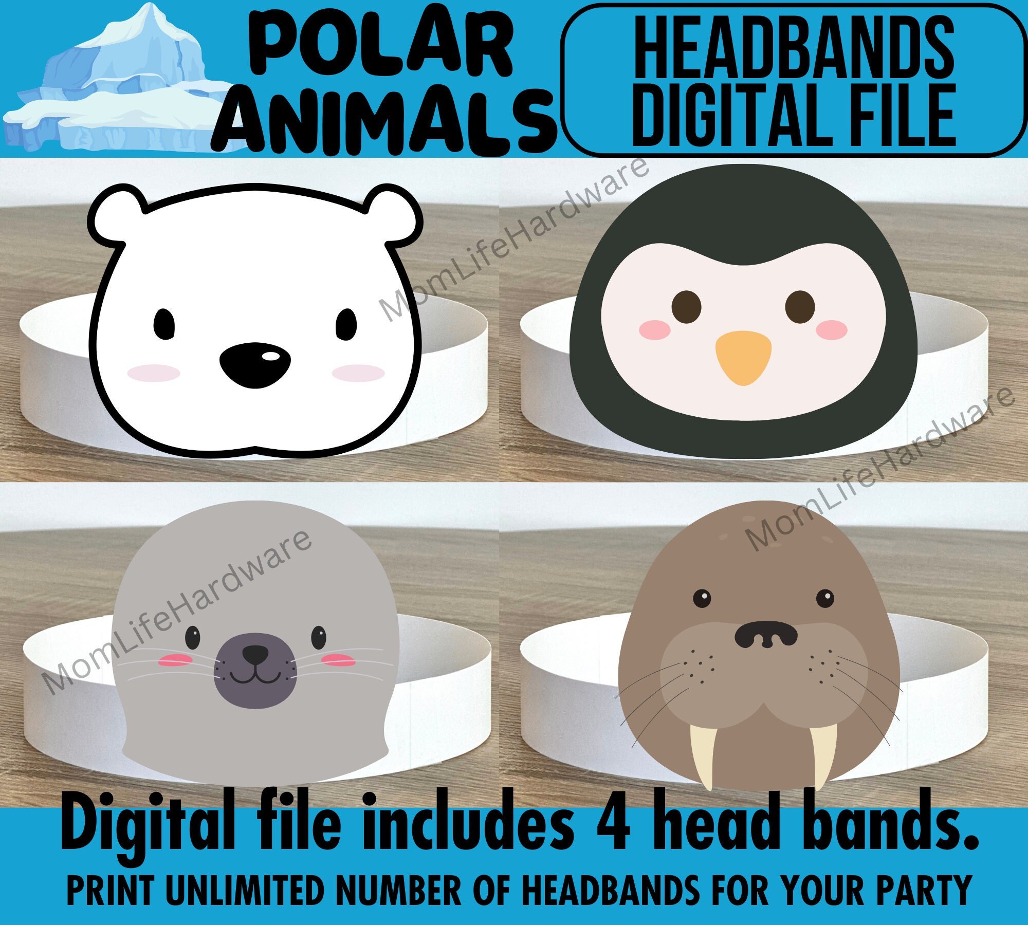 Arctic Antarctica Animal Birthday Party Hat Head Piece, Kindergarden ...