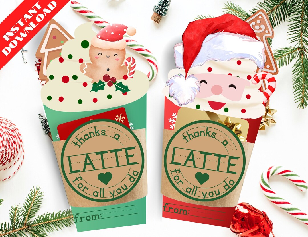 Christmas Coffee Gift Card Printable for Teacher, School Staff Gift ...