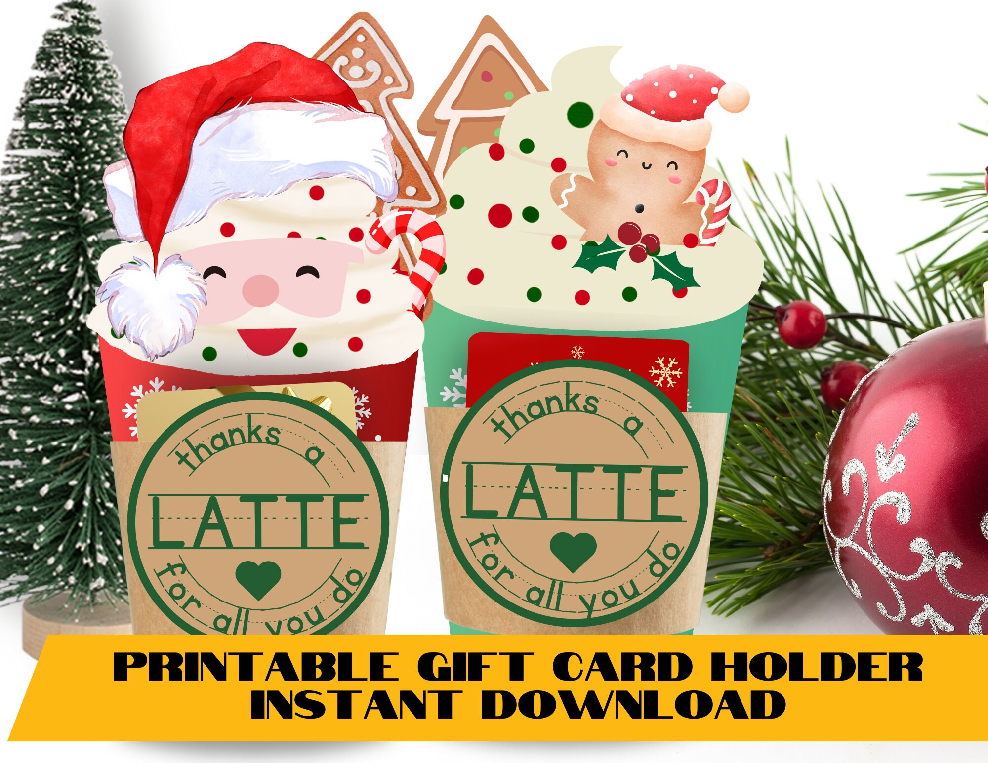 Christmas Starbucks Gift Card Printable for Teacher, School Staff Gift ...