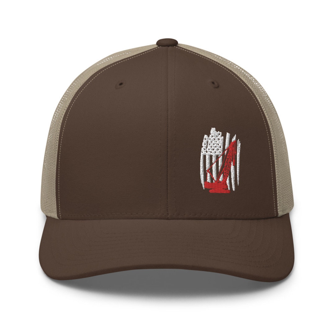 Crane Operator Trucker Snapback Hat - Crane Flag Hat - Embroidered Hat ...