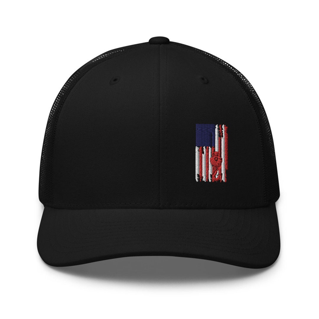 Crane Operator Trucker Snapback Hat - Crane Flag Hat - Embroidered Hat ...