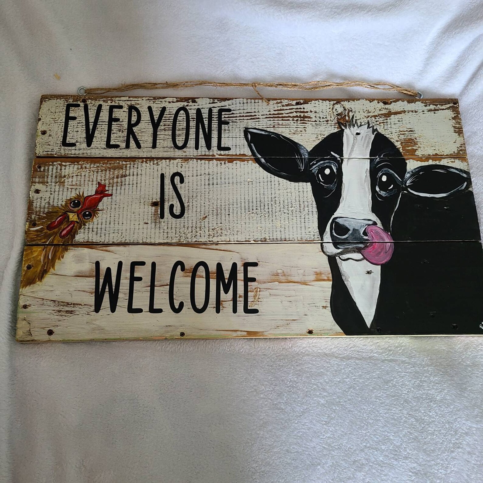 Everyone is Welcome Sign Cow and Chicken Sign Farm Sign - Etsy