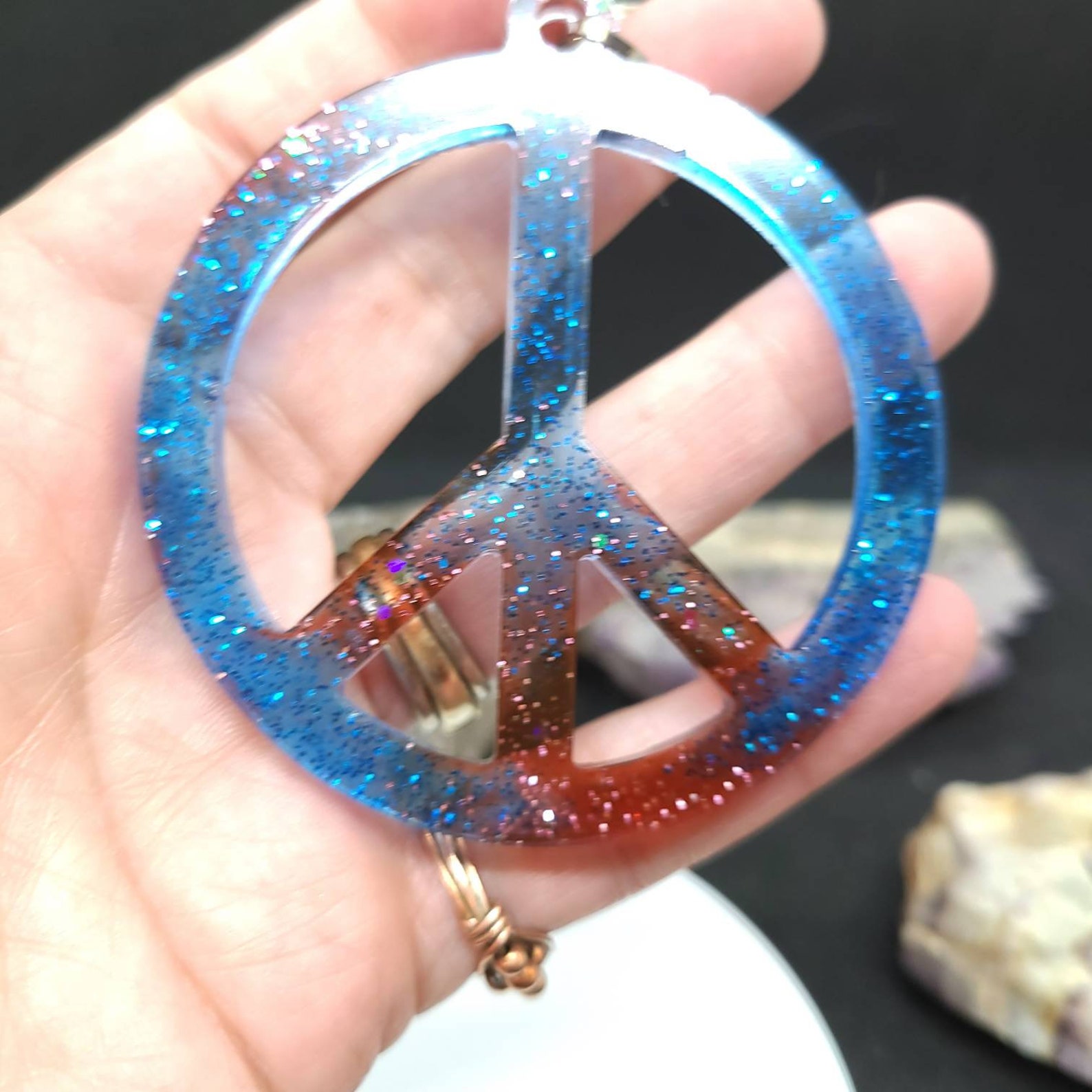 Peace Sign Keychain Resin Peace Sign Keychain | Etsy