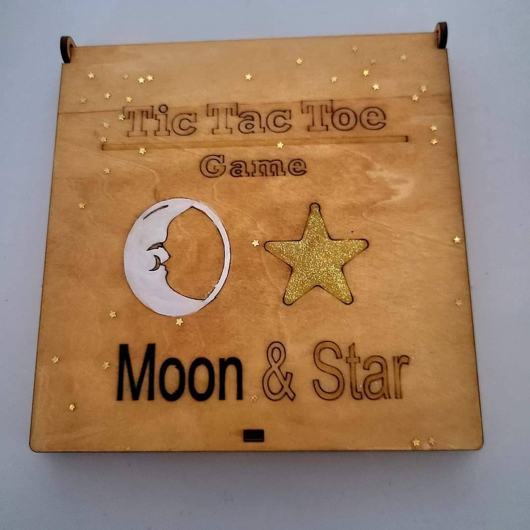 Personalized Moon and Star Tic Tac Toe, Custom Tic Tac Toe Game - Etsy
