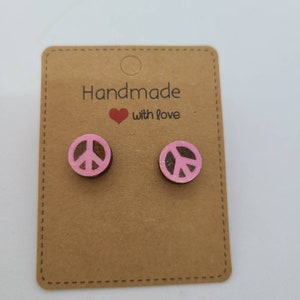 Hand Painted Peace Sign Earrings: Laser Cut Wood, Hippie Jewelry - Etsy
