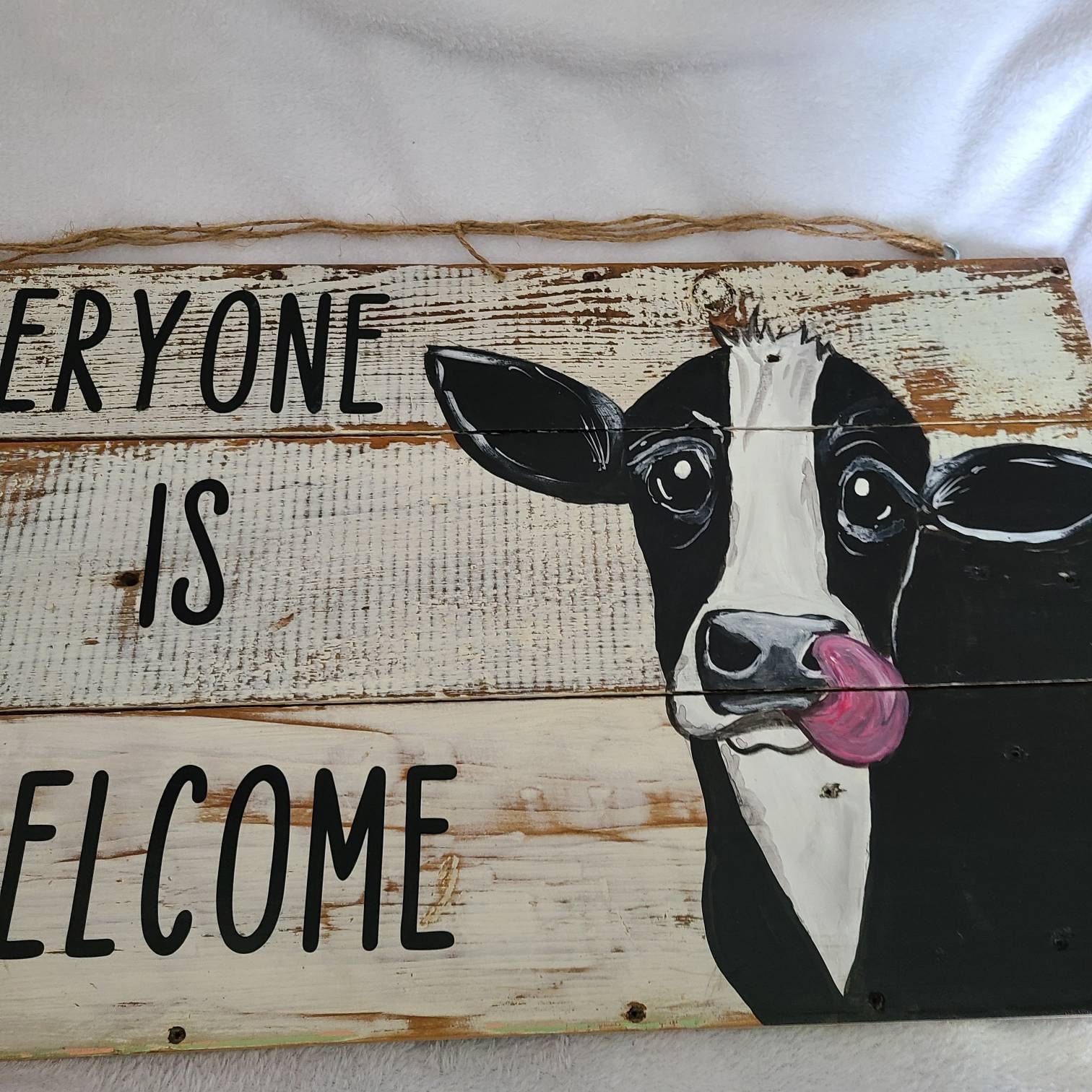 Everyone is Welcome Farm Sign: Cow and Chicken Reclaimed Wood Art - Etsy