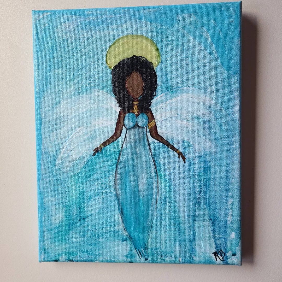 Black Angel Painting, African American Angel Painting, Black Goddess - Etsy