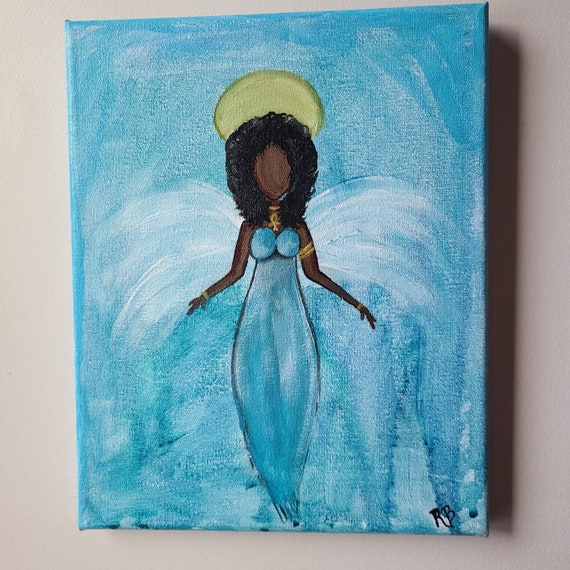 Black Angel Painting African American Angel Painting Black | Etsy