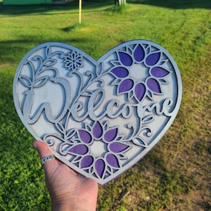 Heart Shaped Welcome Sign - Etsy