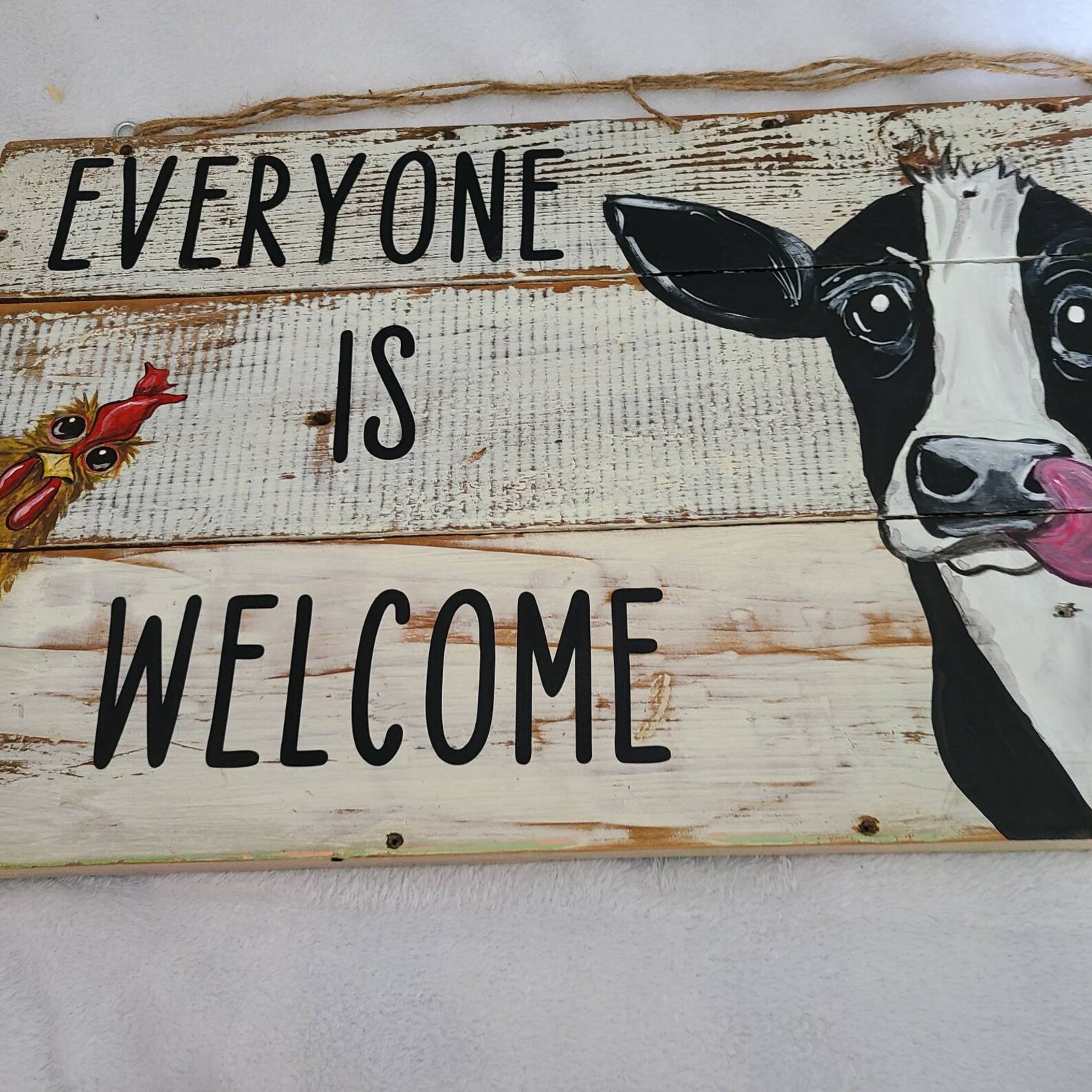 Everyone is Welcome Sign Cow and Chicken Sign Farm Sign - Etsy