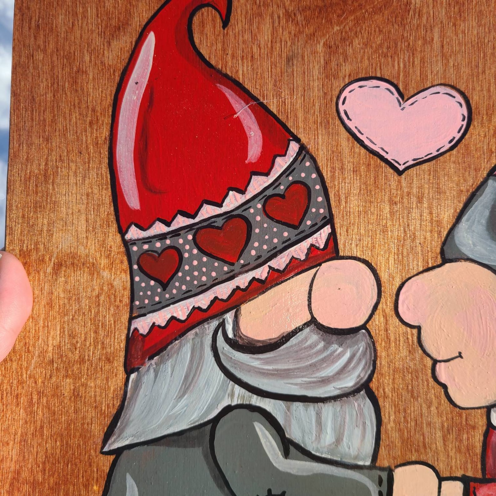 Valentines Gnomes Painted on Wood Gnome Wall Hanging Gnome - Etsy