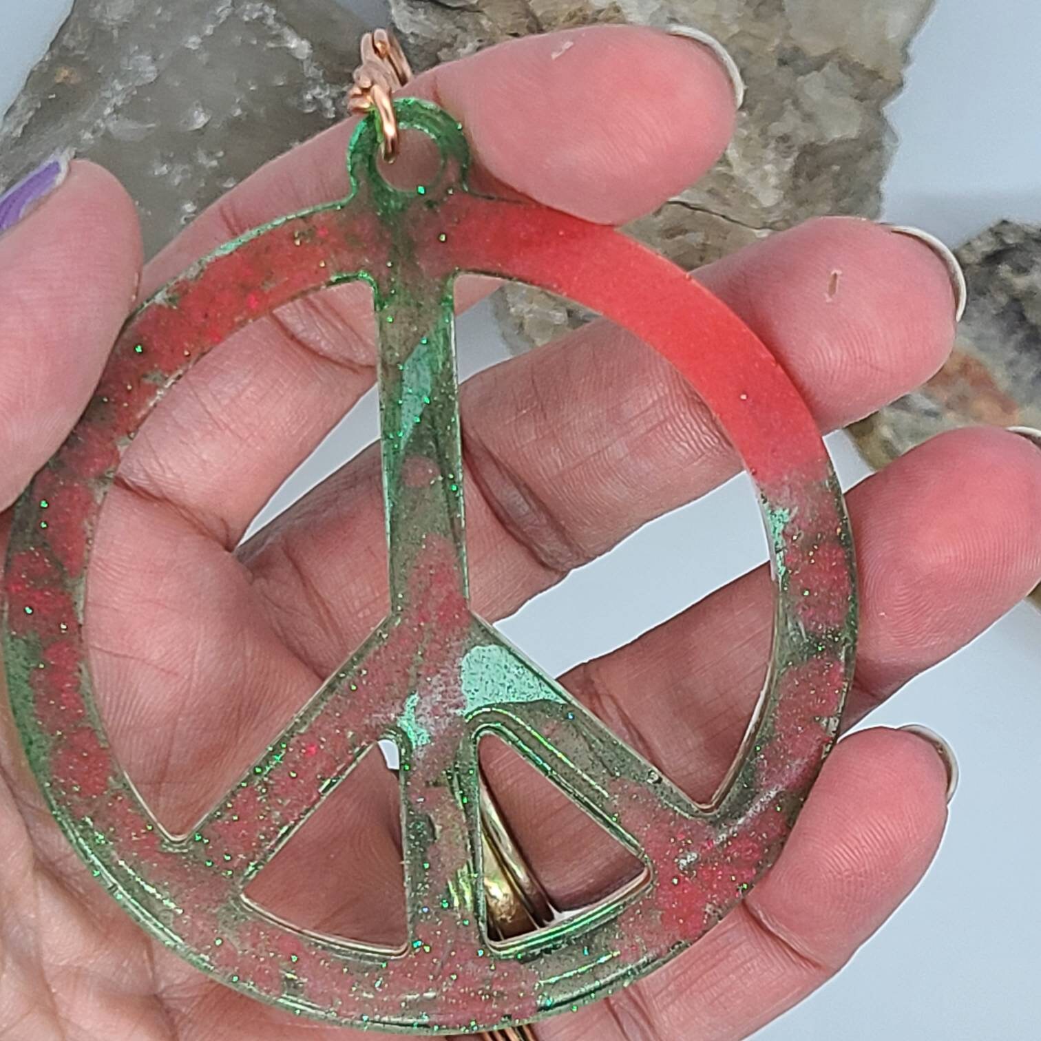 Peace Sign Keychain Resin Peace Sign Keychain | Etsy