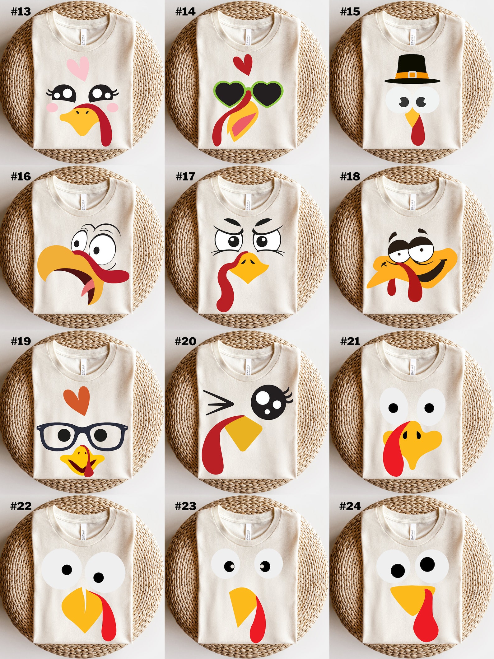 Funny Turkey Face Shirt Cute Turkey Face Shirt Family - Etsy