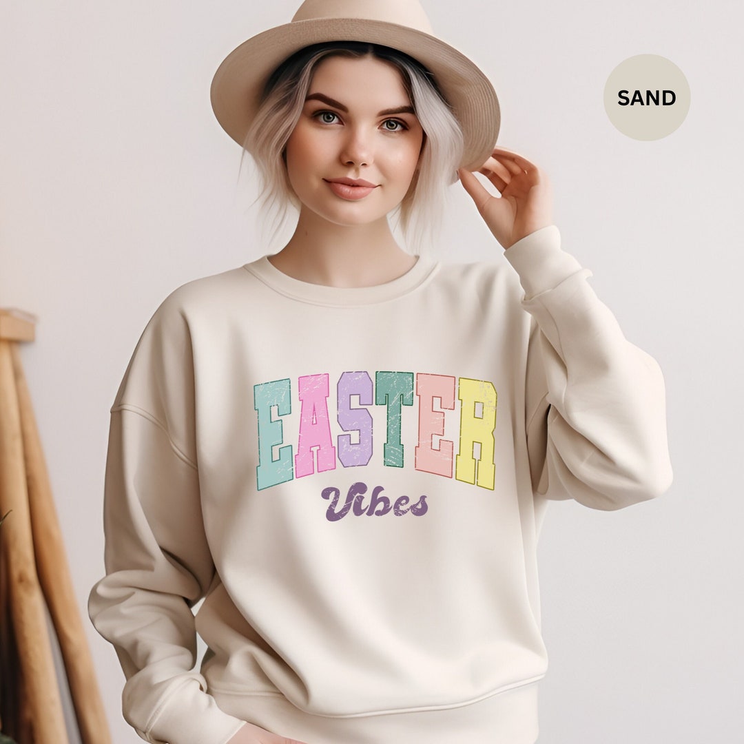 Easter Sweatshirt, Retro Easter Vibes Sweater, Easter Christian Gift ...