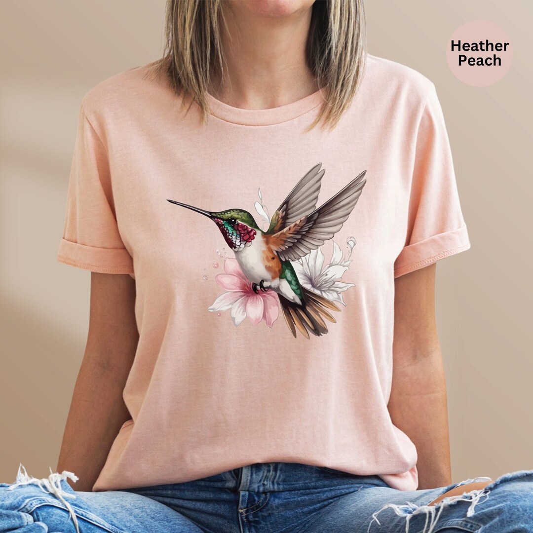 Watercolor Hummingbird Shirt: Floral Spring Bird Graphic Tee - Etsy