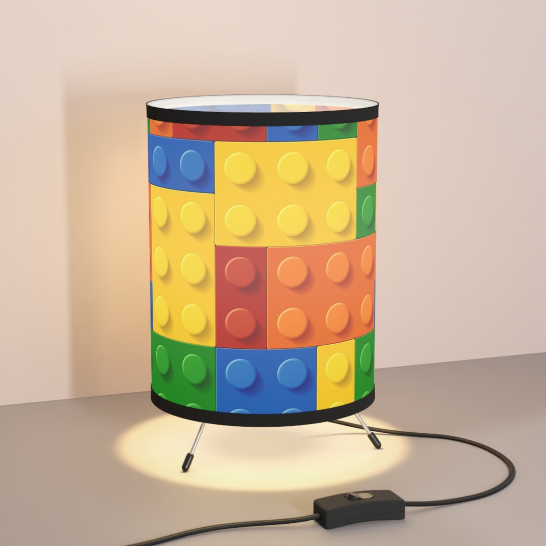 Tripod Lamp With High-res Printed Shade Lego Lamp Lamp Kids - Etsy