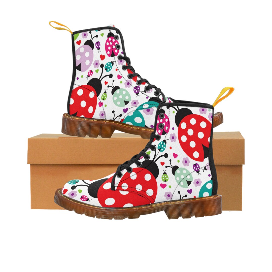 Women's Canvas Boots, Lady Bug, Lady Bug Boots, Boots, Canvas Boots ...