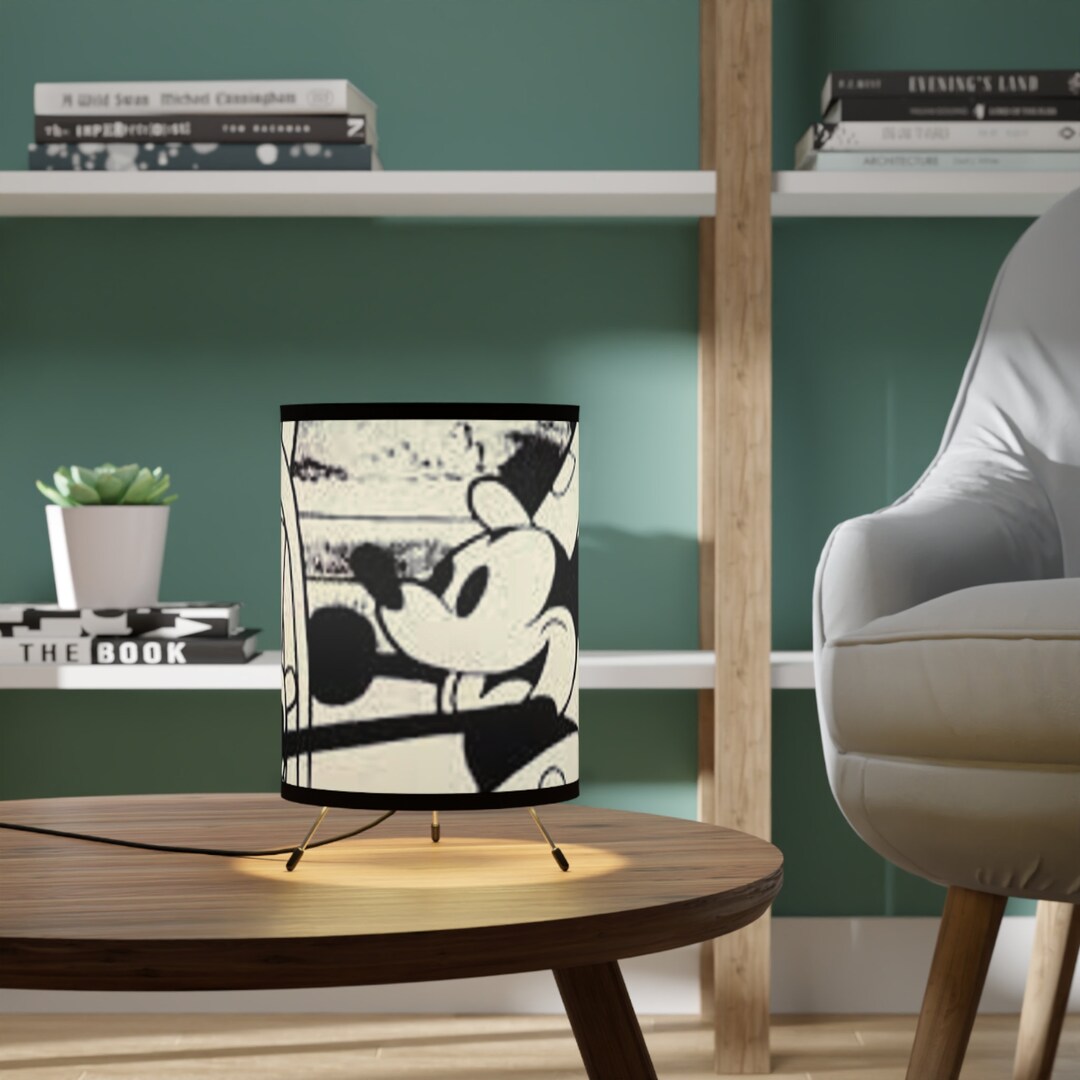 Tripod Lamp With High-res Printed Shade,, Mickey Mouse Lamp, Lamp ...