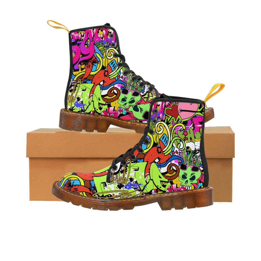 Women's Canvas Boots, Boots, Crazy Artwork on Boots, Boots for Her ...