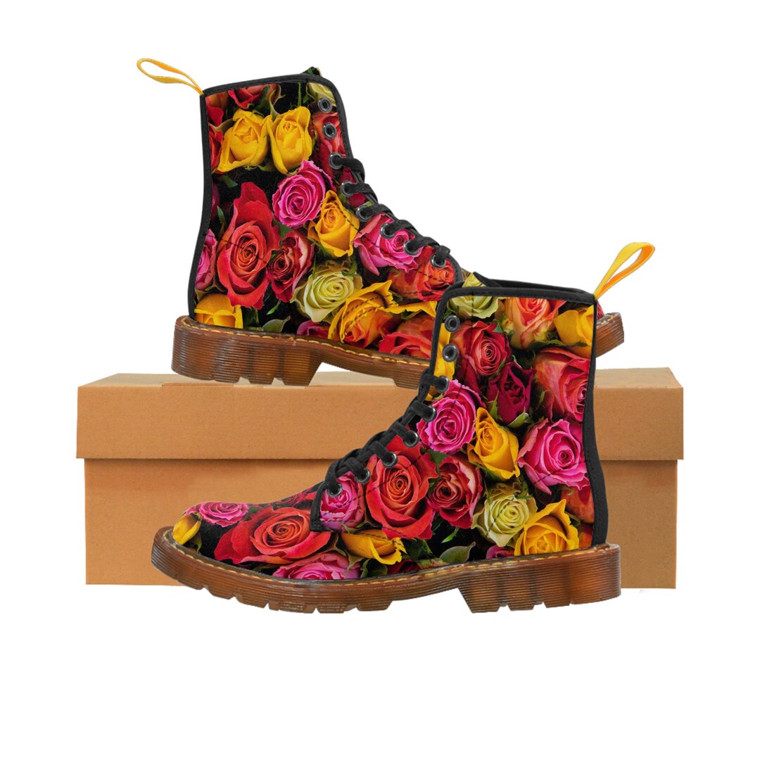 Women's Canvas Boots, Roses, Roses on Boots, Flowers on Boots, Girls ...