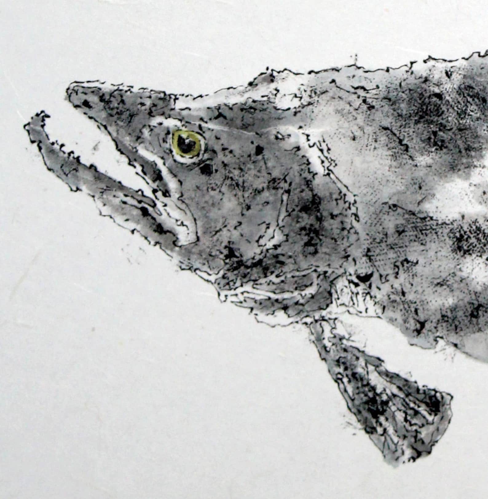 Fish. Japanese ink on rice paper 37x40 cm .Getaku style. | Etsy