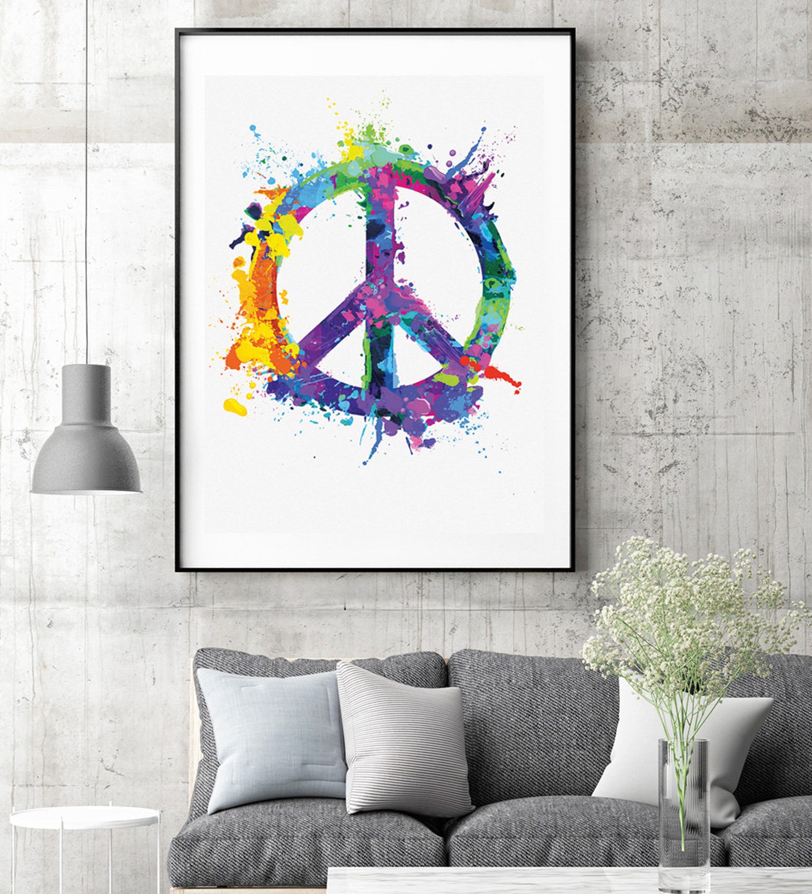 Peace Sign Colorful Poster Art. Home Decor Wall Art. FREE | Etsy