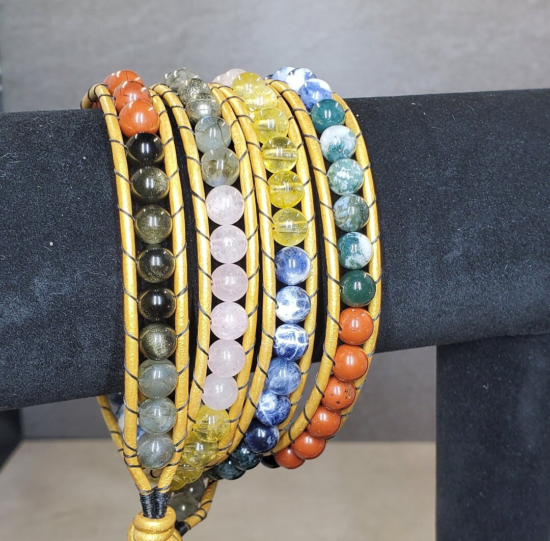 Power Rangers Zeo Team Inspired Beaded Wrap Bracelet Gemstone Beads ...