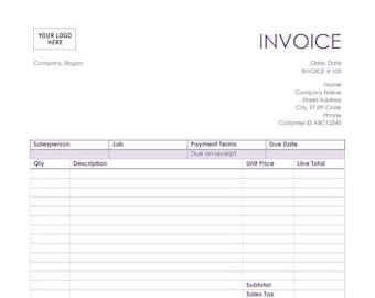 Invoice Templatetrendy & Company LOGO - Blank - Download and Edit - Etsy
