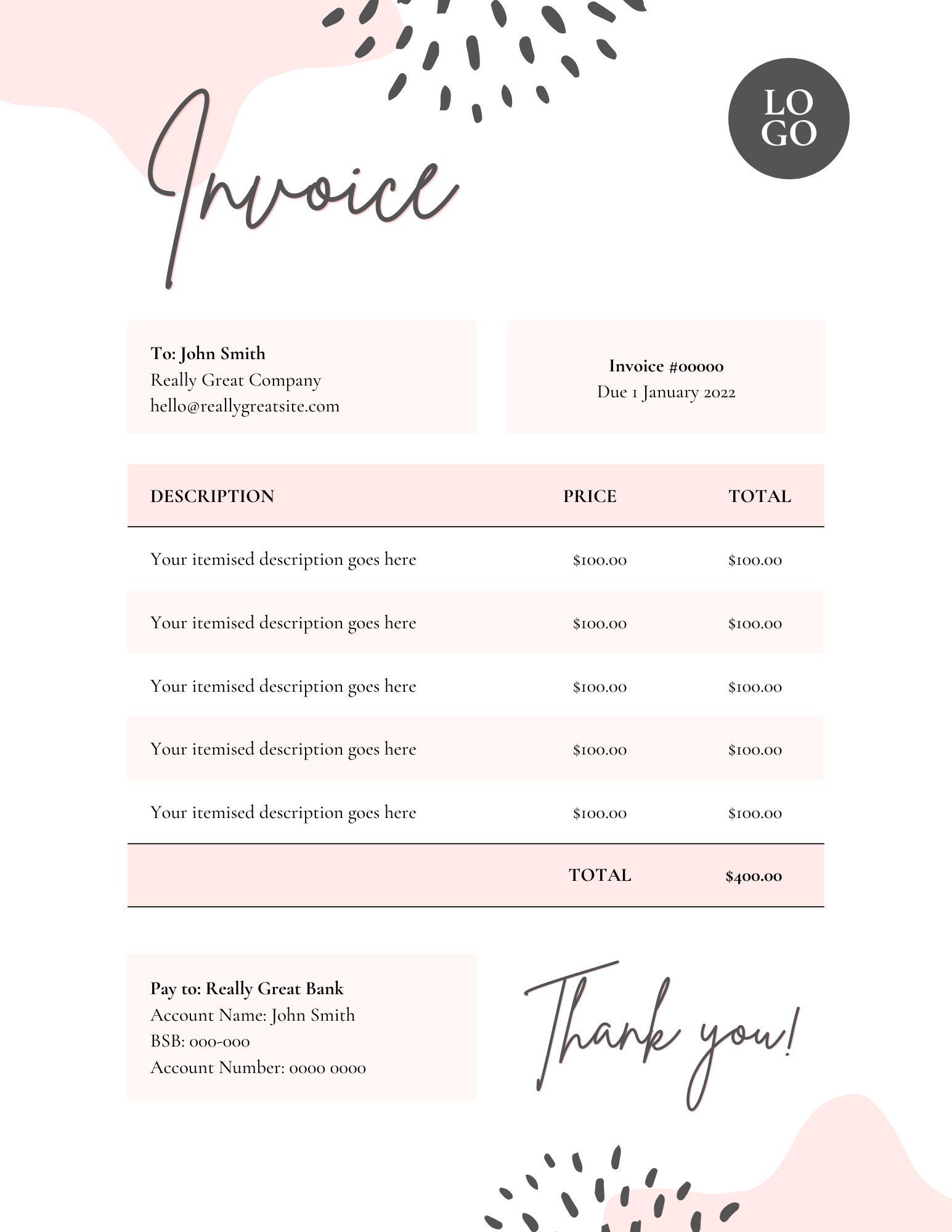 Invoice Templatetrendy & Company LOGO - Blank - Download and Edit - Etsy