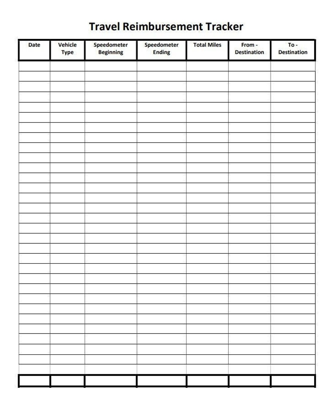 Travel Reimbursement Tracker Form PDF Printable Download - Etsy