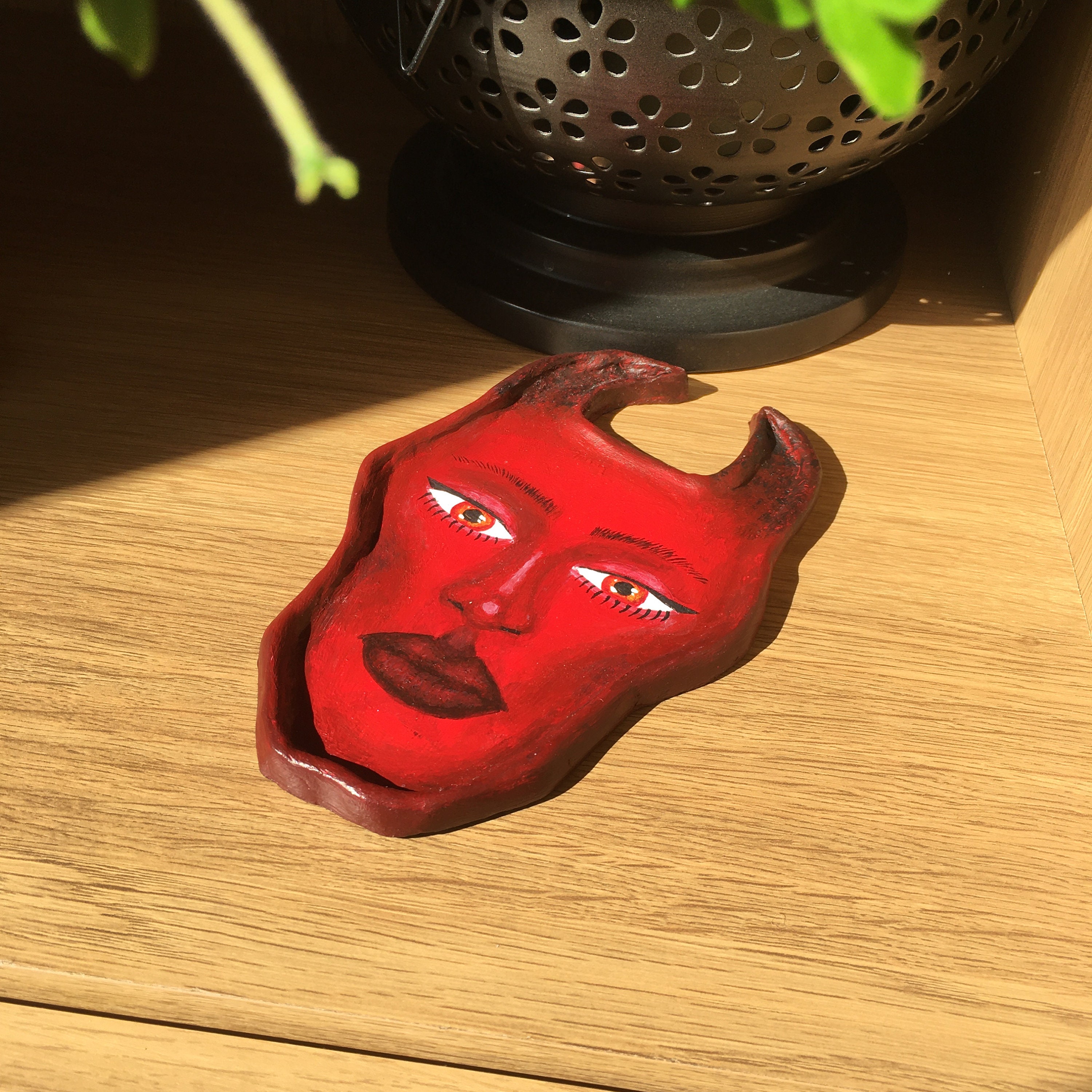 Devil Face Trinket Dish, Hand Painted, Hand Crafted, Trinket Tray ...