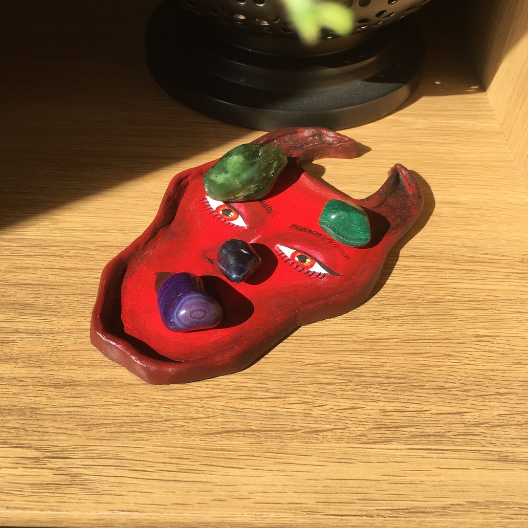 Devil Face Trinket Dish, Hand Painted, Hand Crafted, Trinket Tray ...
