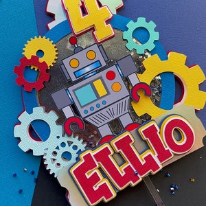 Robot Cake Topper, Robot Party Decor, Robot Themed Birthday Decor, Cake ...
