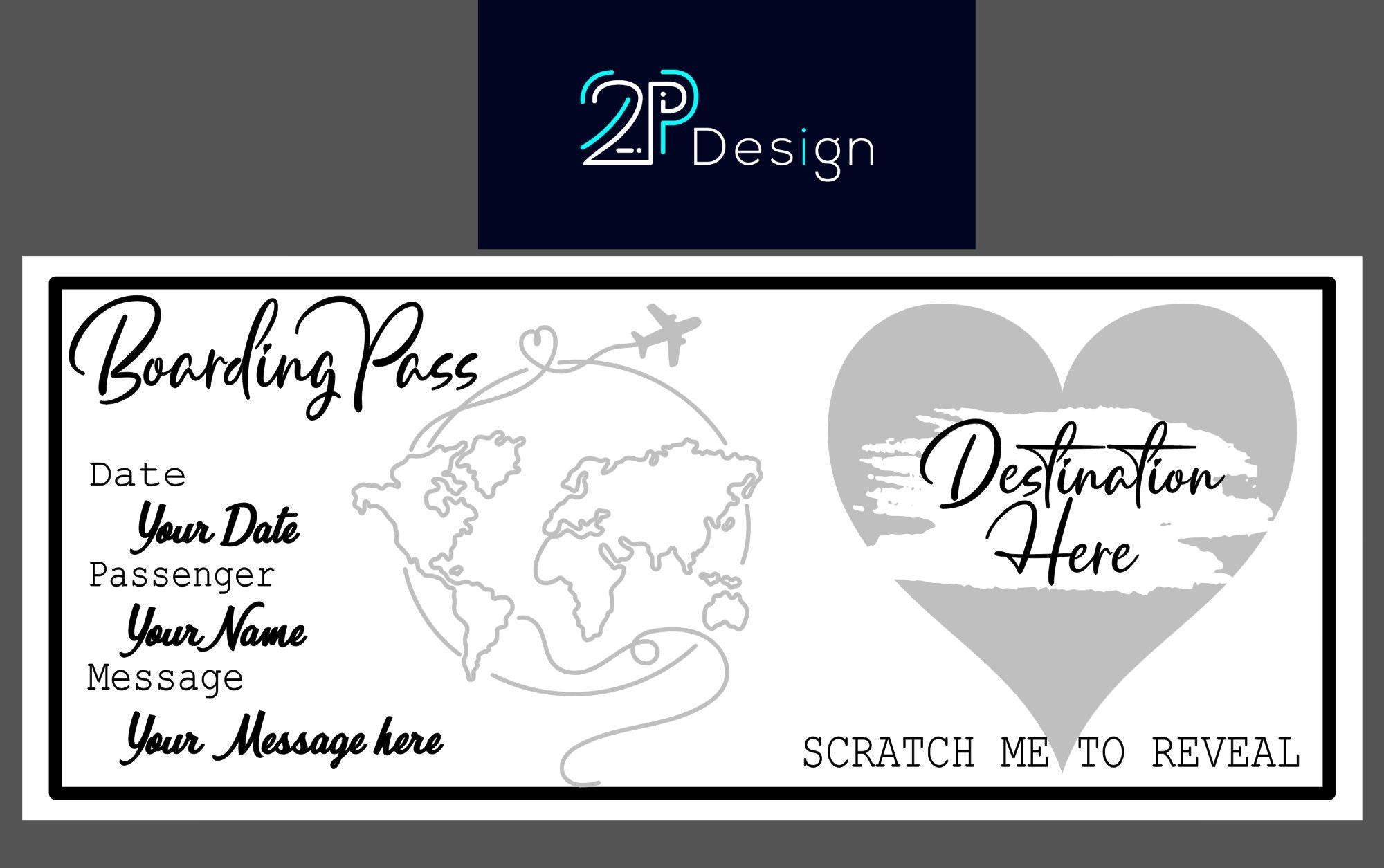 Custom Scratch Reveal Boarding Pass, Personalised Scratch Reveal ...