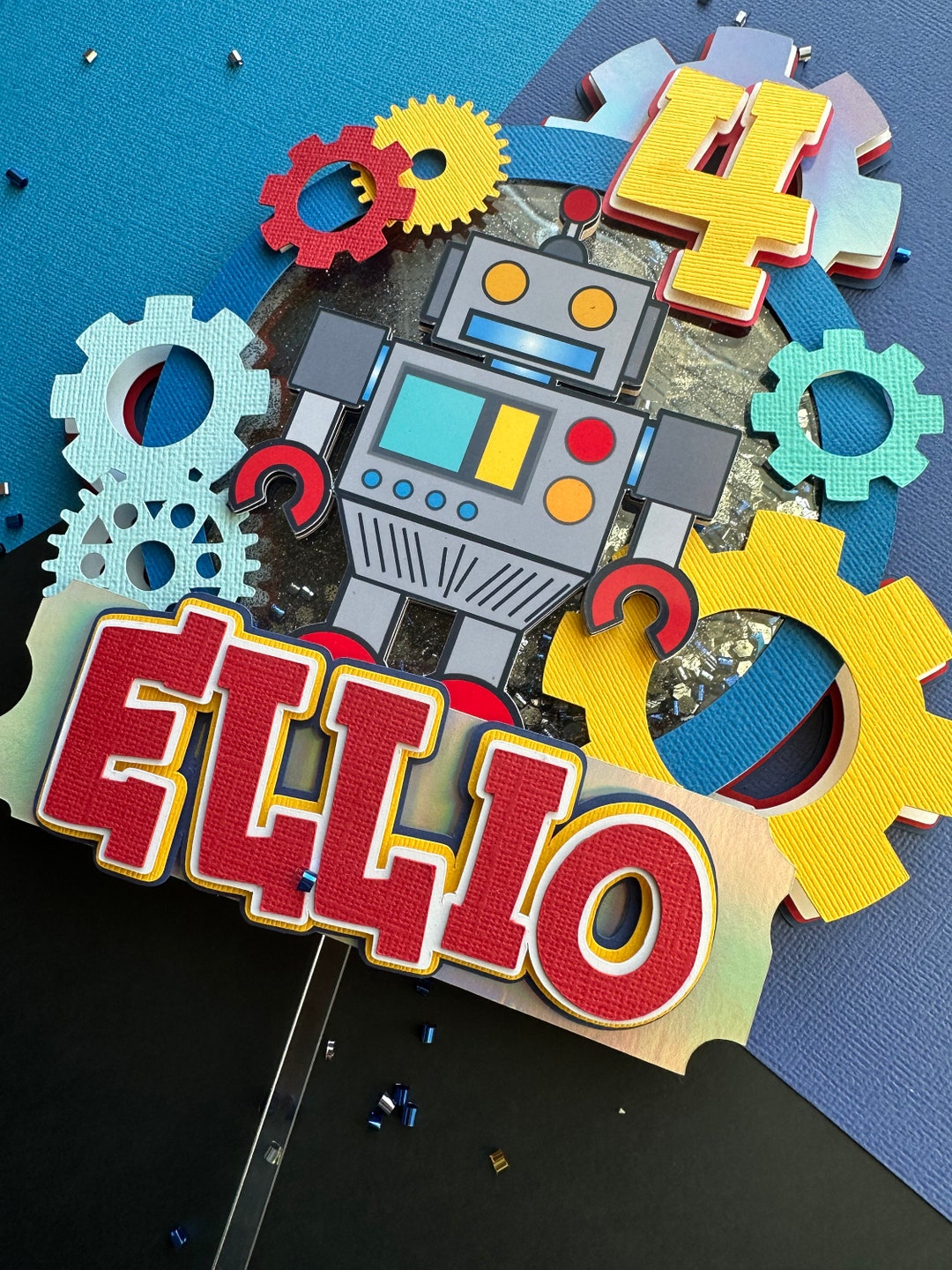 Robot Cake Topper, Robot Party Decor, Robot Themed Birthday Decor, Cake ...