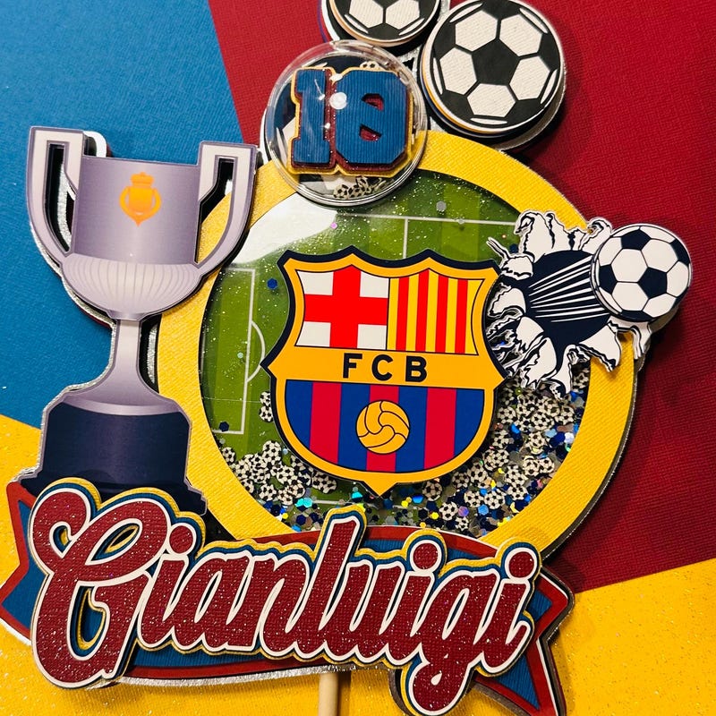 Barcelona fc cake topper - Etsy España