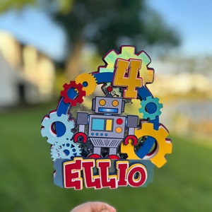 Robot Cake Topper, Robot Party Decor, Robot Themed Birthday Decor, Cake ...