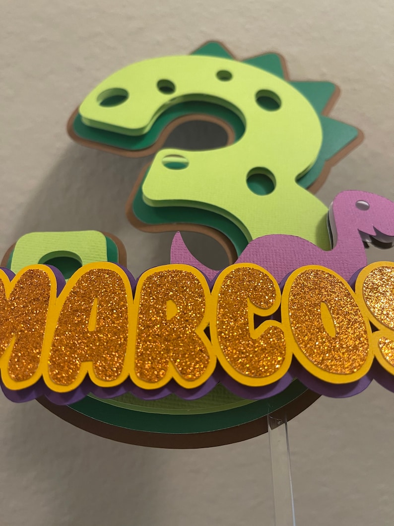 Dinosaur Birthday Cake Topper, Custom Name and Age - Etsy UK