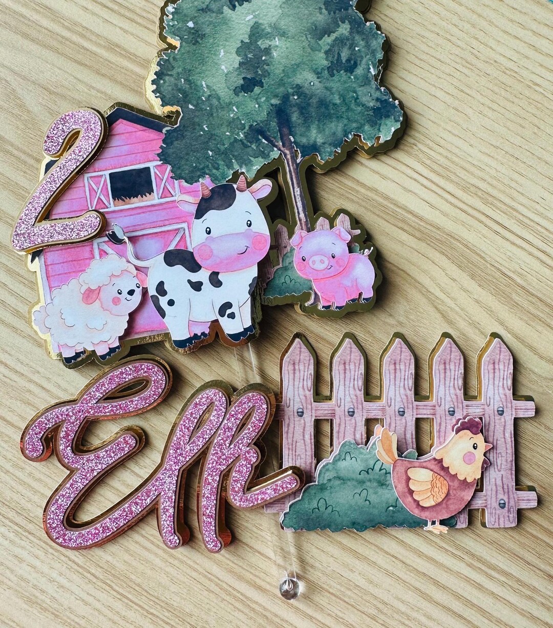 Cute Farm Cake Topper, Farm Party, Farm Decoration, Farm Animal Cake ...