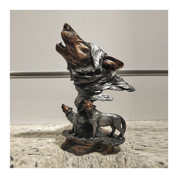 Wolf Family Statue 12 Inches Silver Wolf Sculpture - Etsy