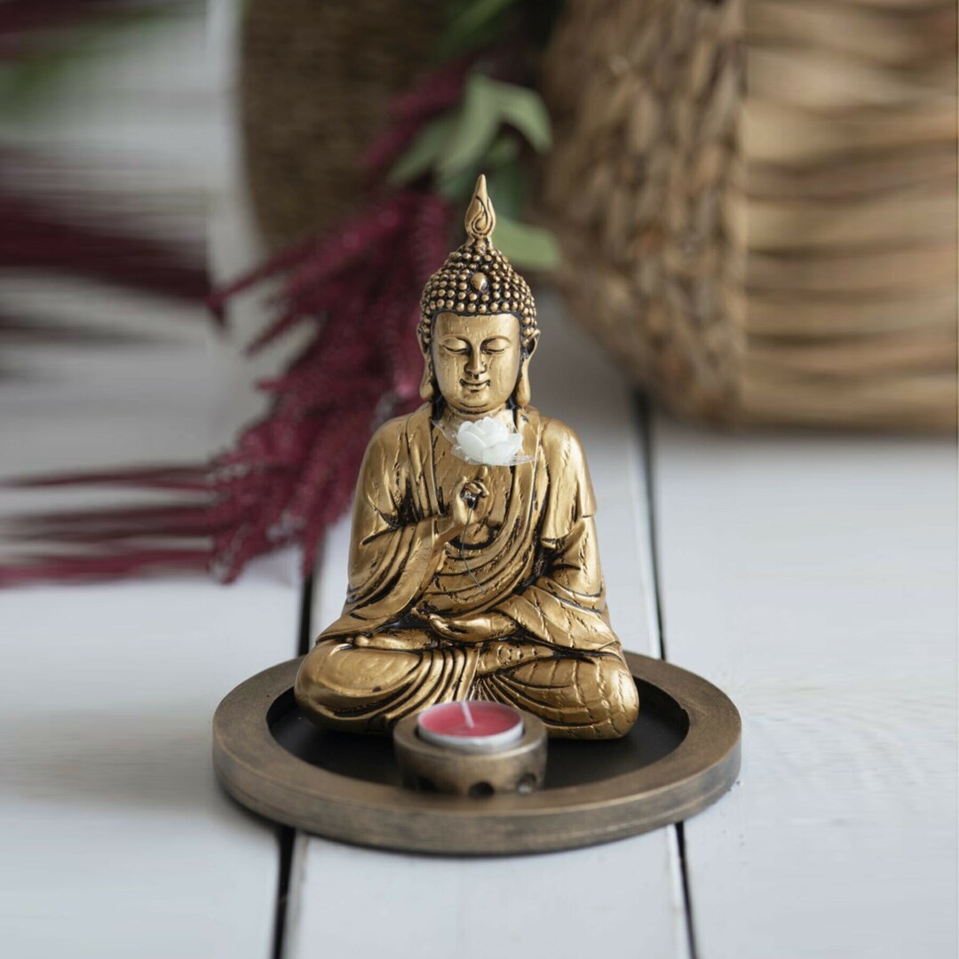 Buddha Statue & Candle Holder, Spiritual Decor, Zen/yoga Accessories ...
