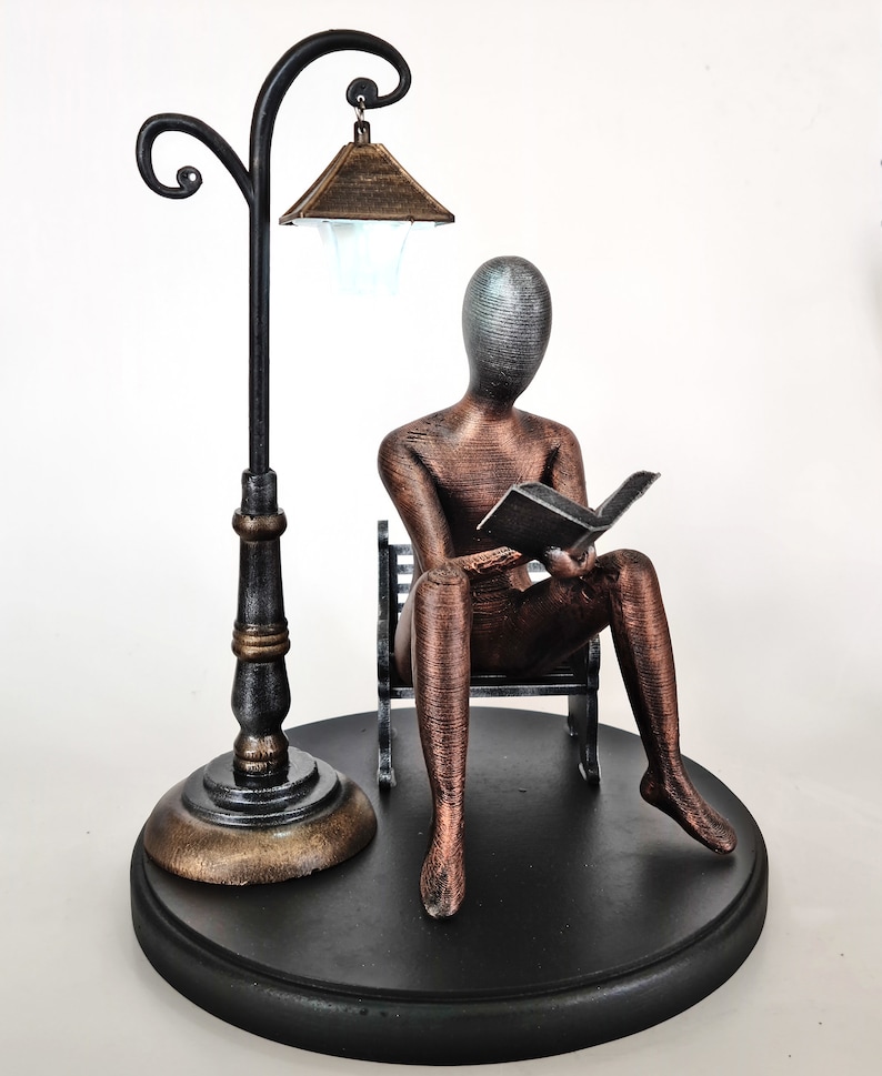 Book Lovers Statue Street Light Themed Reading Statue Book | Etsy