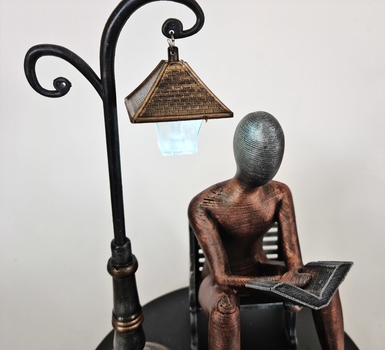 Book Lovers Statue Street Light Themed Reading Statue Book - Etsy