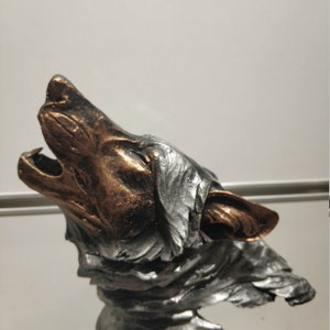 Wolf Family Statue, 12 Inches, Silver Wolf Sculpture, Howling Wolf ...